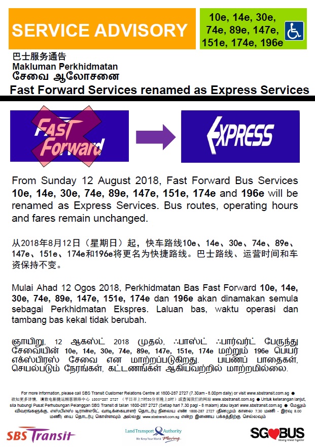 Service Advisory - Fast Forward Services renamed as Express Services ...