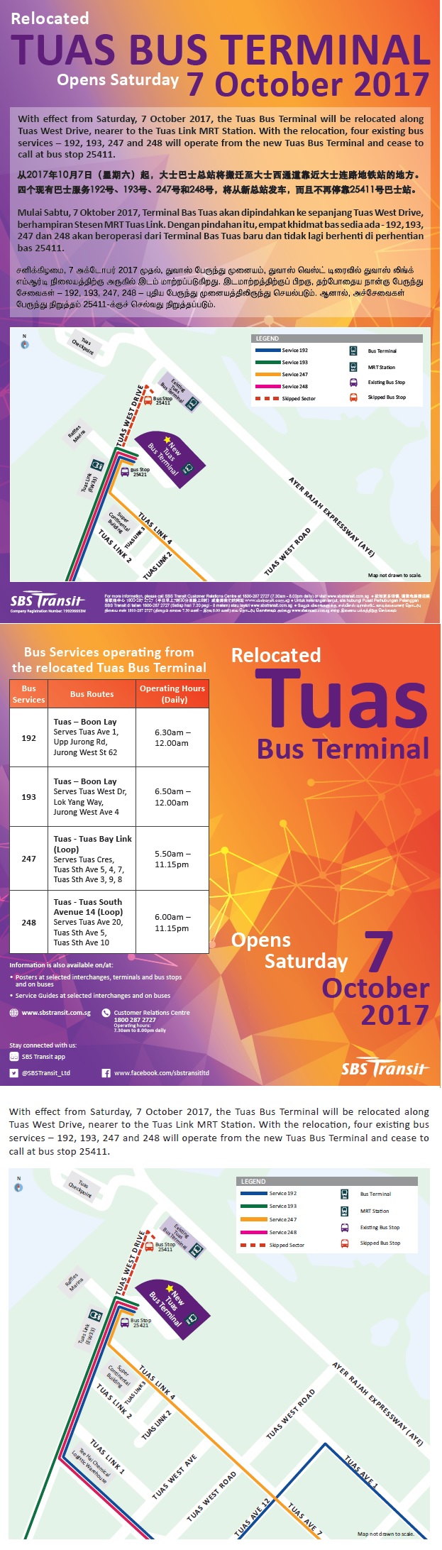New Tuas bus terminal to open on 7 October 2017 - SBSTransit
